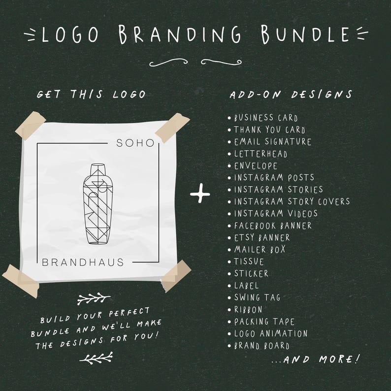 Cocktail Shaker Logo Branding Bundle | Boho, Party, Drinks, Martini ...