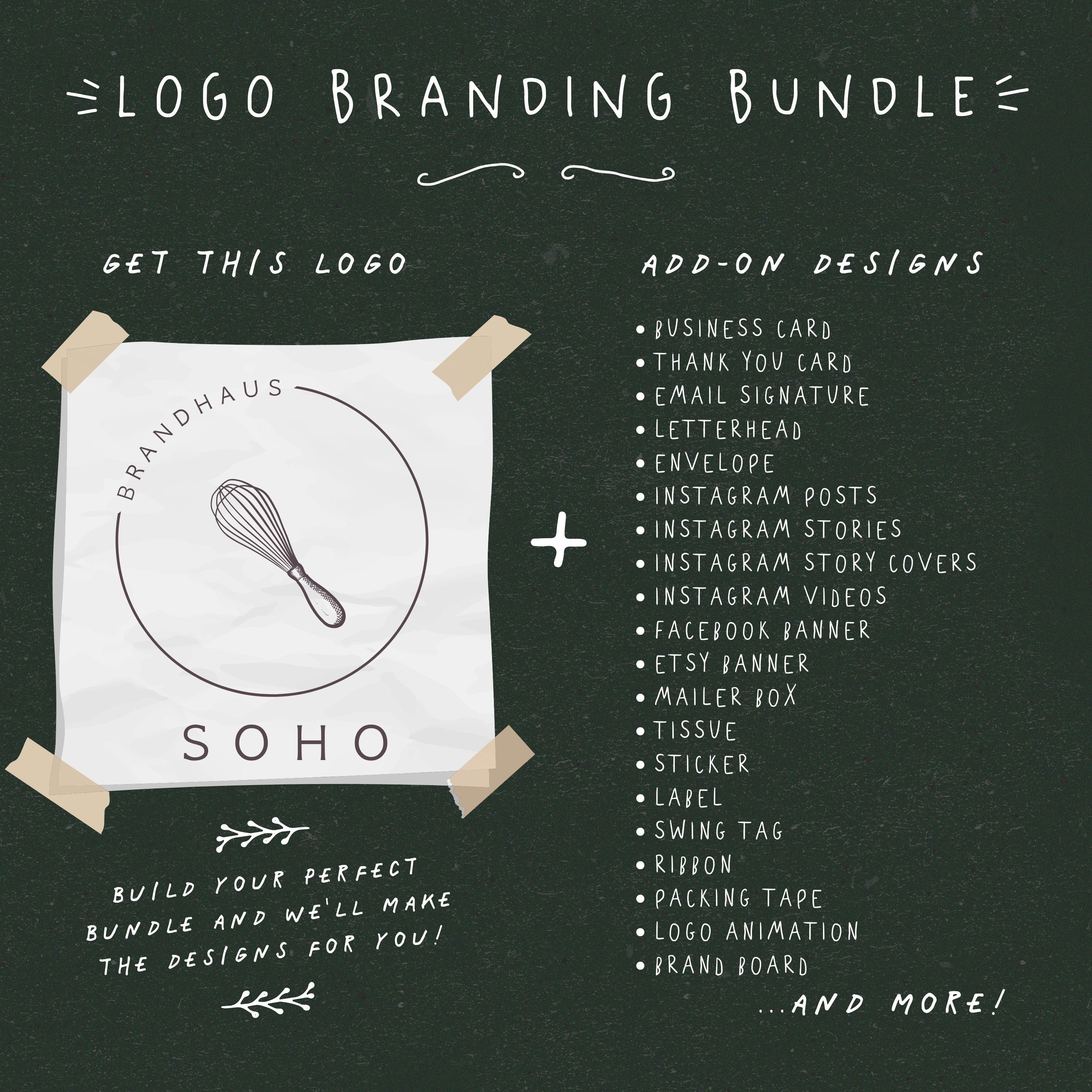 Whisk Logo Branding Bundle | Personalized, Modern, Trendy, Boho, Chic ...