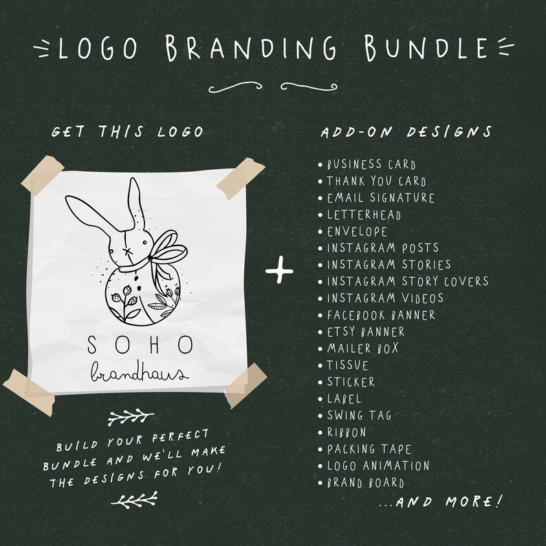 Bunny Toy Logo Branding Bundle | Personalized, Modern, Trendy, Boho ...