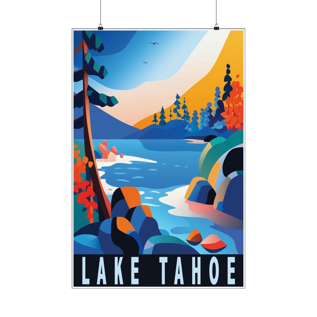 Lake Tahoe Poster, Lake Tahoe Print, Lake Tahoe Nature Landscape Poster ...