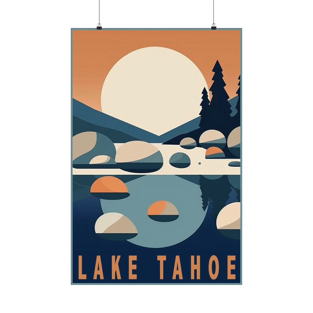 Lake Tahoe, Lake Tahoe Poster, Lake Tahoe Nature Art Print, Premium ...