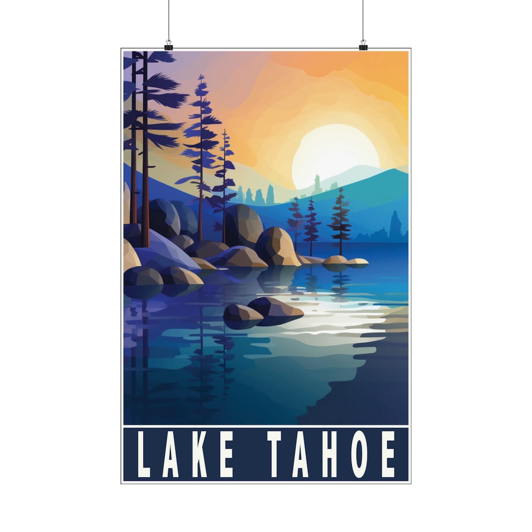 Lake Tahoe Poster, Lake Tahoe Print, Lake Tahoe Nature Landscape Poster ...