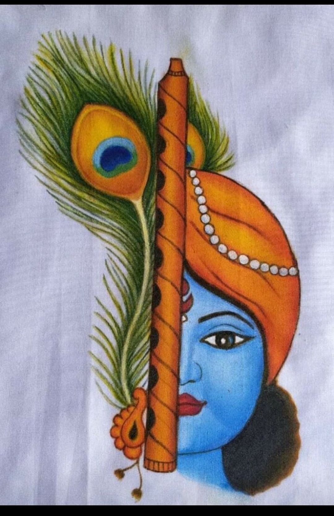 Bal Krishan With Mor Pankh Fabric Painting - Etsy