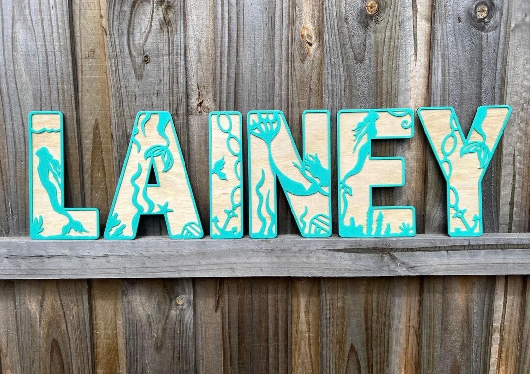 Mermaid Themed Letters Kids Wall Decor Kids Room - Etsy