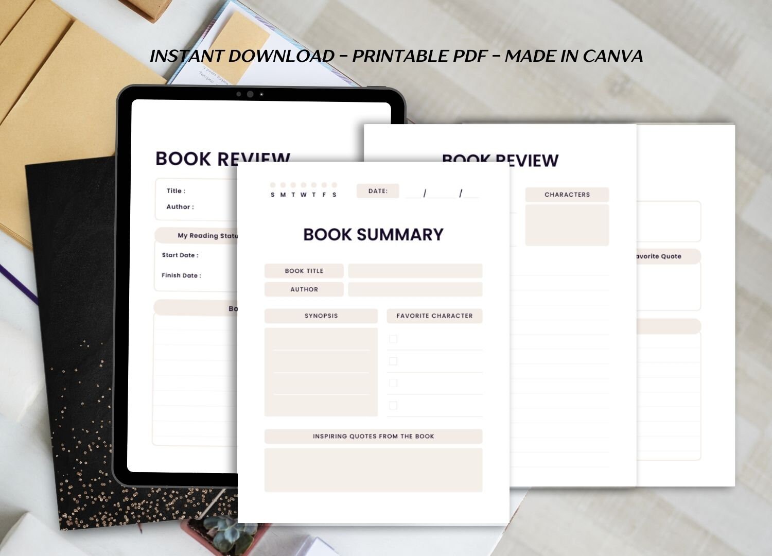 Complete Book Review Planner .pdf, Book Review Template Printable ...