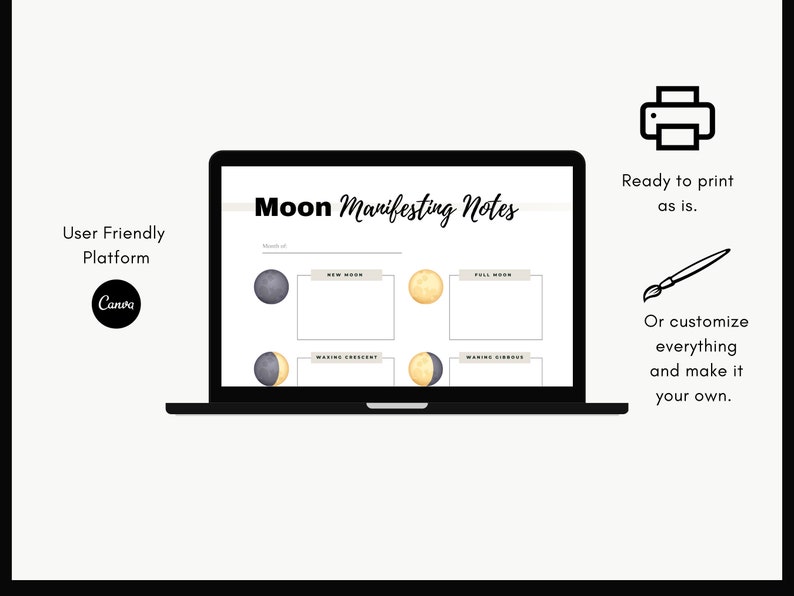Editable Moon Journal Planner Templates in Canva Canva Template Pack ...