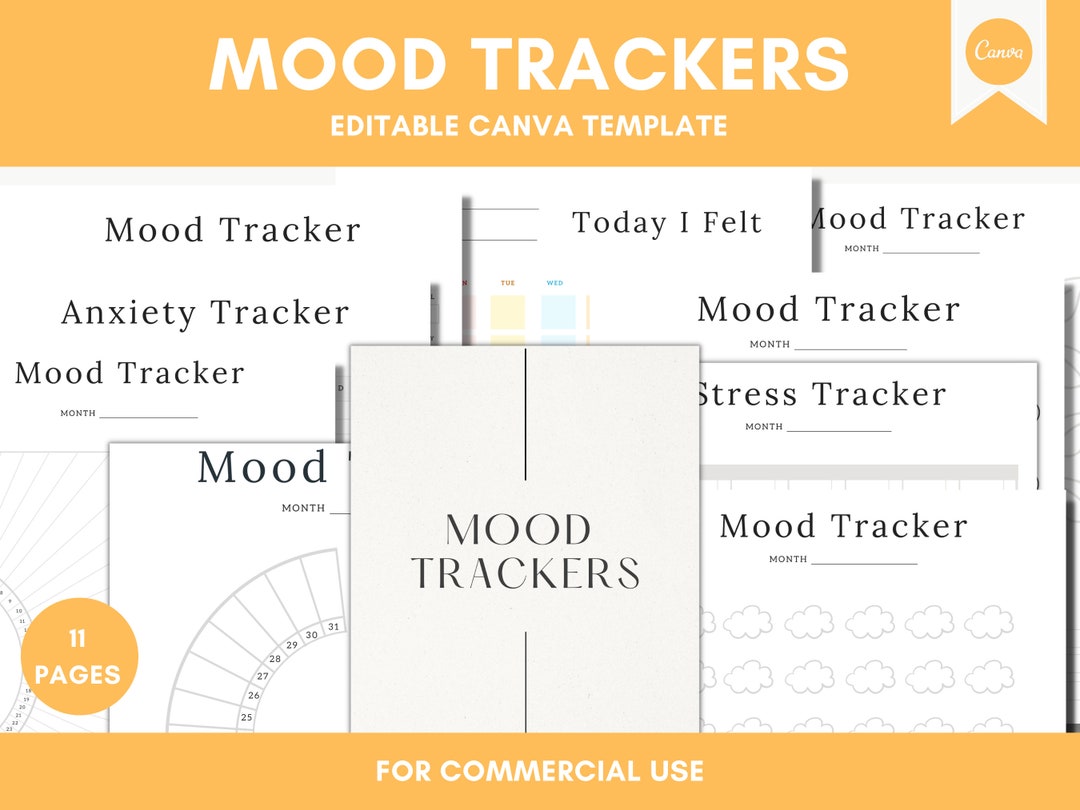 Mood Trackers in Canva | Commercial Use | Editable Mood Tracker | Mood ...