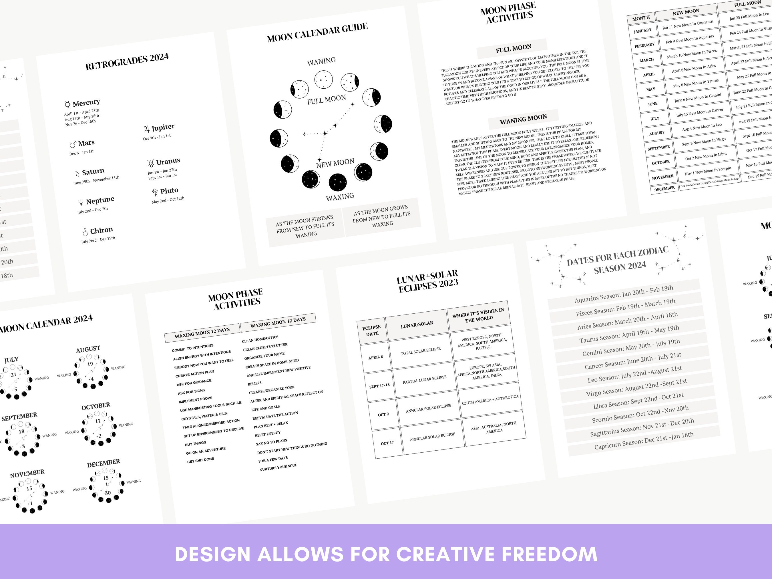 2023-2024 Editable Moon Astrology Planner in Canva | Canva Template ...