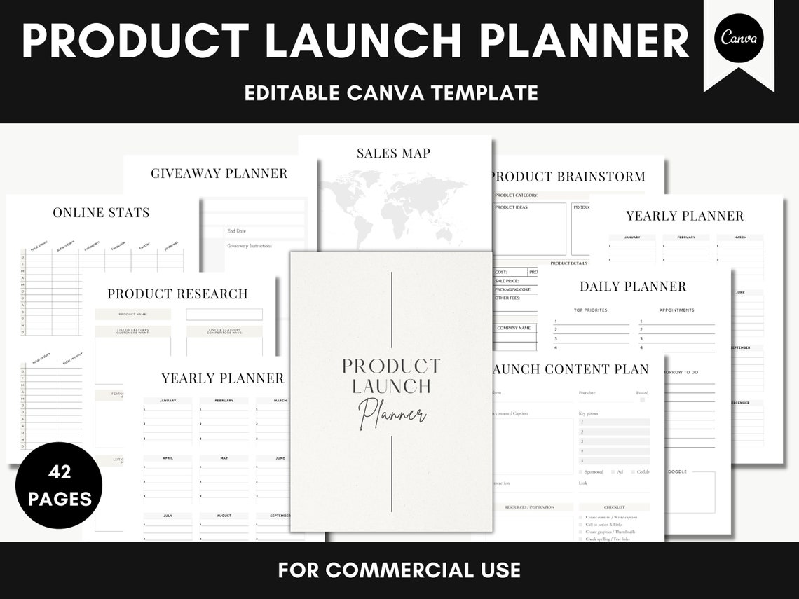 Editable Product Launch Planner in Canva | Canva Template Pack ...