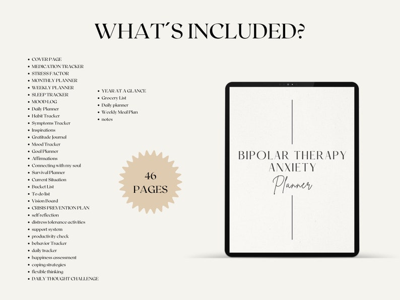 Editable Bipolar Therapy Anxiety Planner in Canva | Canva Template Pack ...