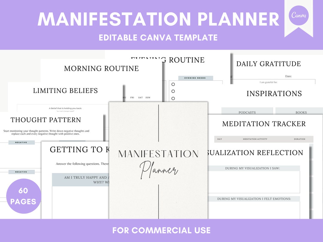 Editable Manifestation Planner Template in Canva Canva - Etsy