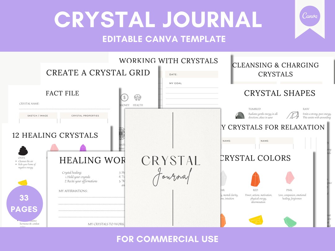 Editable Crystal Planner in Canva | Canva Template Pack | Crystal ...