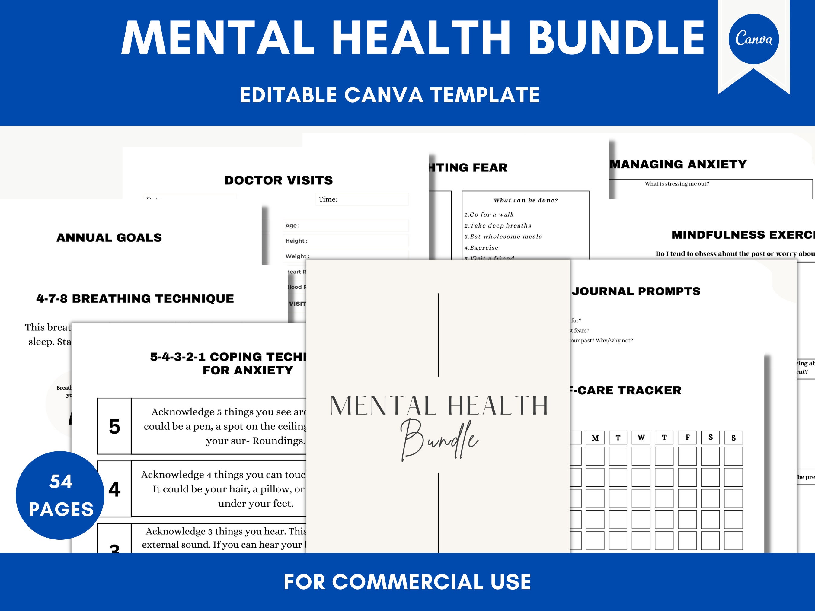 Editable Mental Health Therapy Planner Canva Template Pack Mental ...