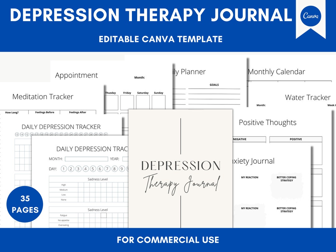 Editable Depression Therapy Planner in Canva | Canva Template Pack ...