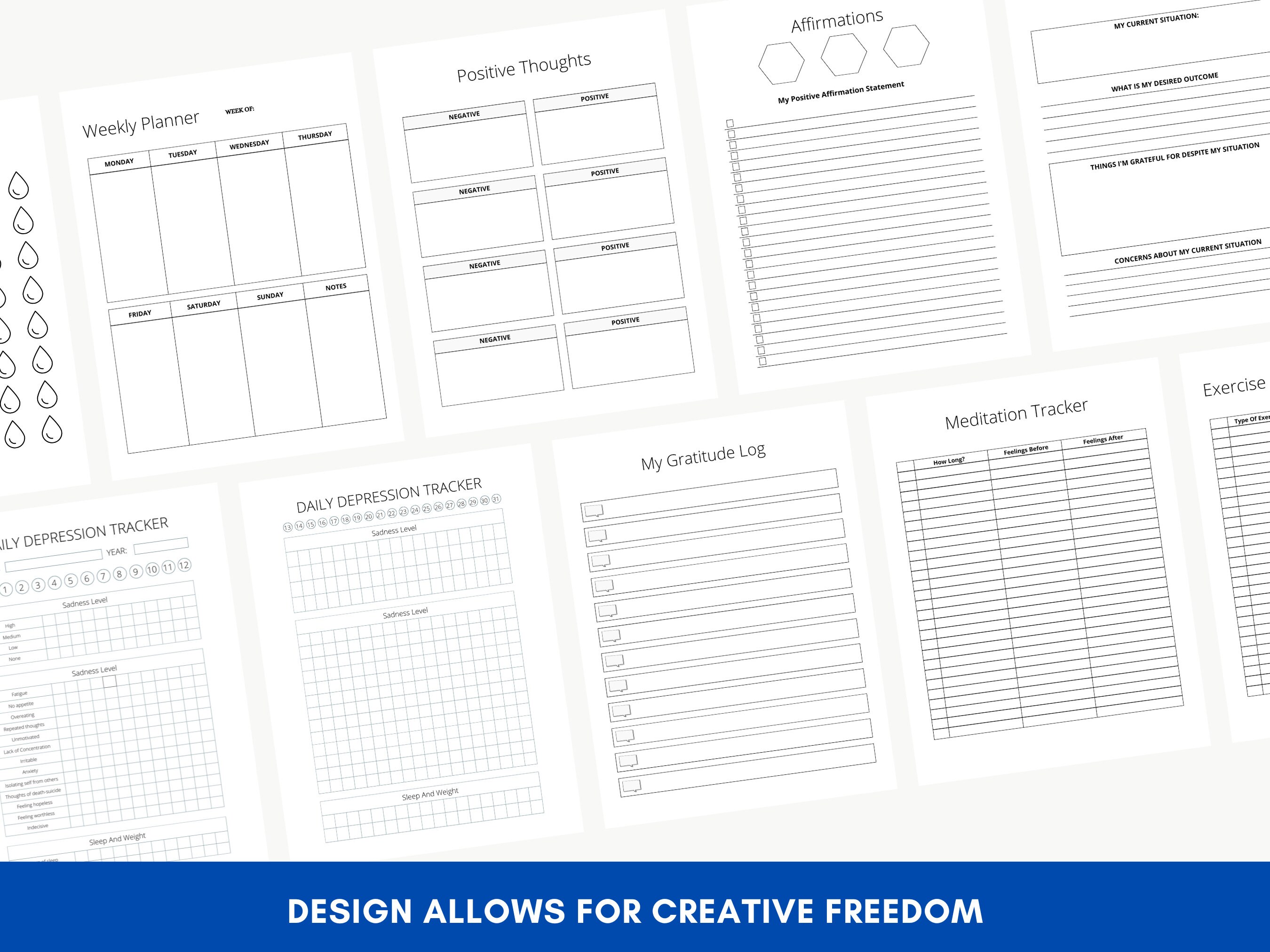 Editable Depression Therapy Planner in Canva | Canva Template Pack ...