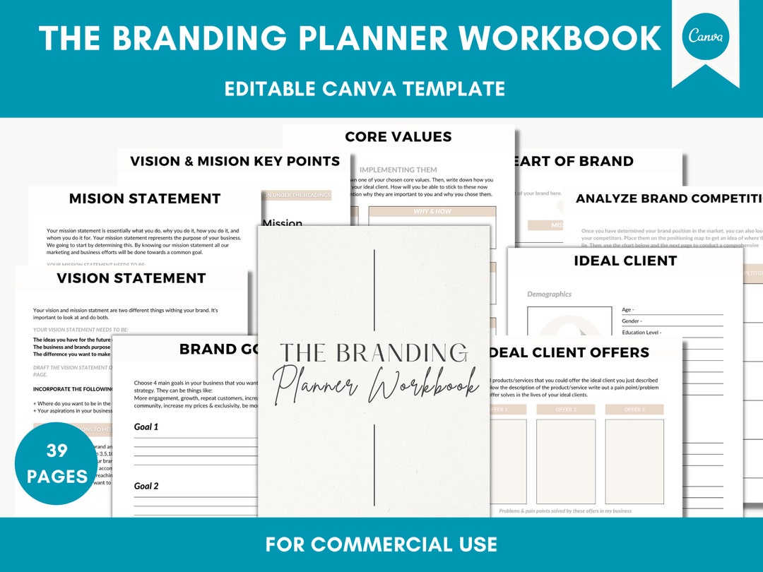 Editable the Branding Planner Workbook in Canva | Canva Template Pack ...