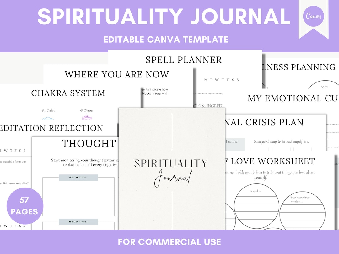 Editable Spirituality Journal in Canva | Canva Template Pack ...
