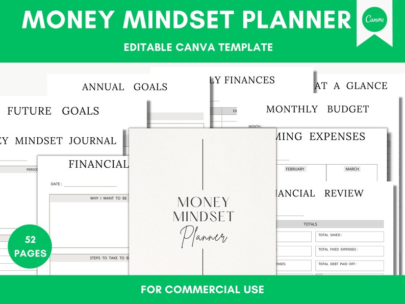 Editable Money Mindset Planner Templates in Canva Canva - Etsy
