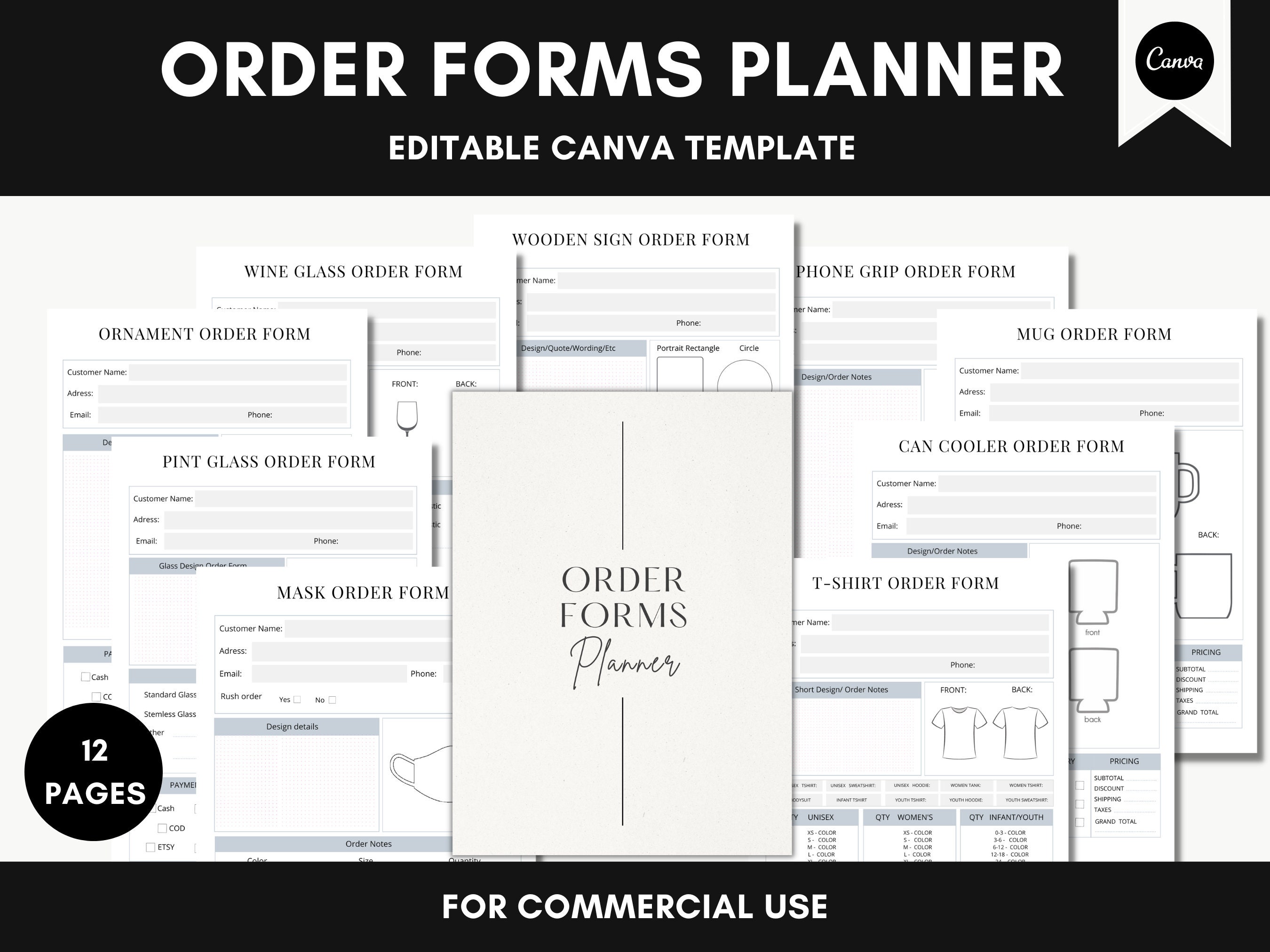 Editable Order Form in Canva | Canva Template Pack | Customizable Order ...