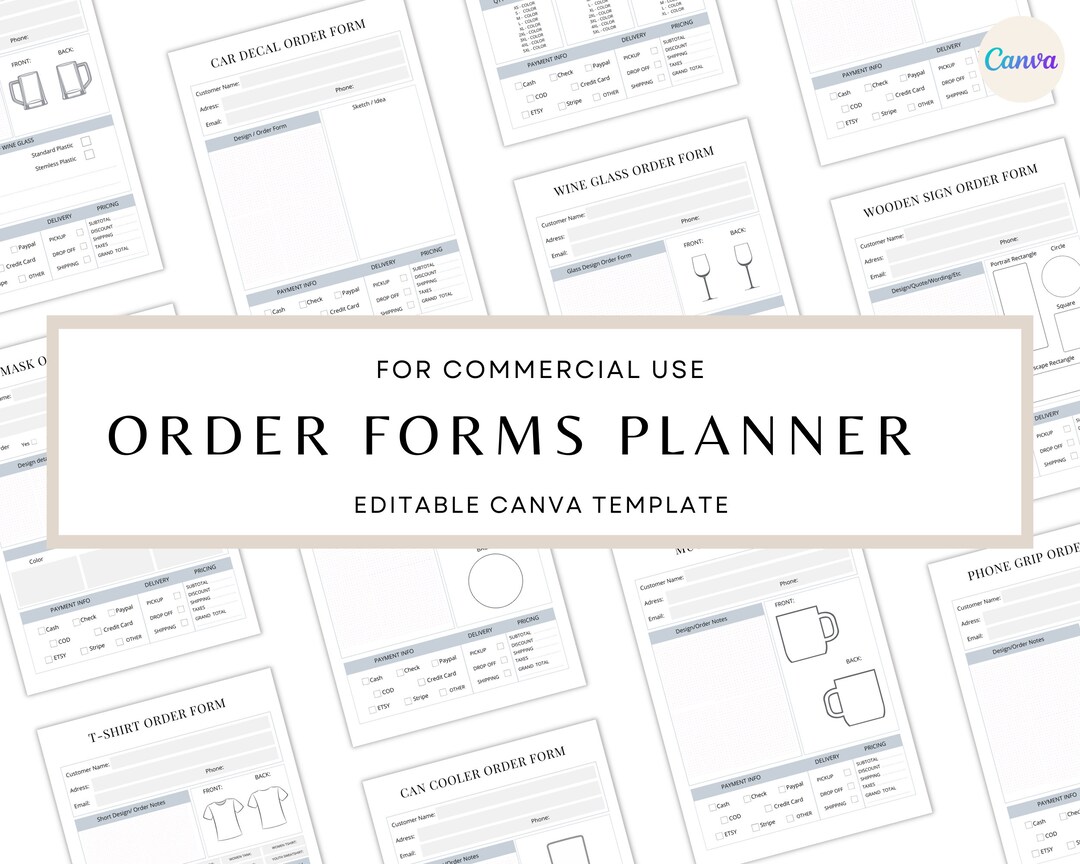 Editable Order Form in Canva Canva Template Pack - Etsy