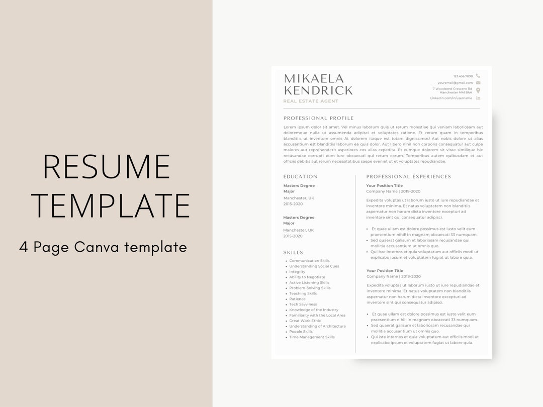 Minimalist Resume Template Professional, Clean Simple Resume Template ...