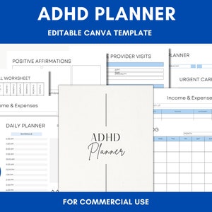 Editable ADHD Tplanner in Canva | Canva Template Pack | Attention ...
