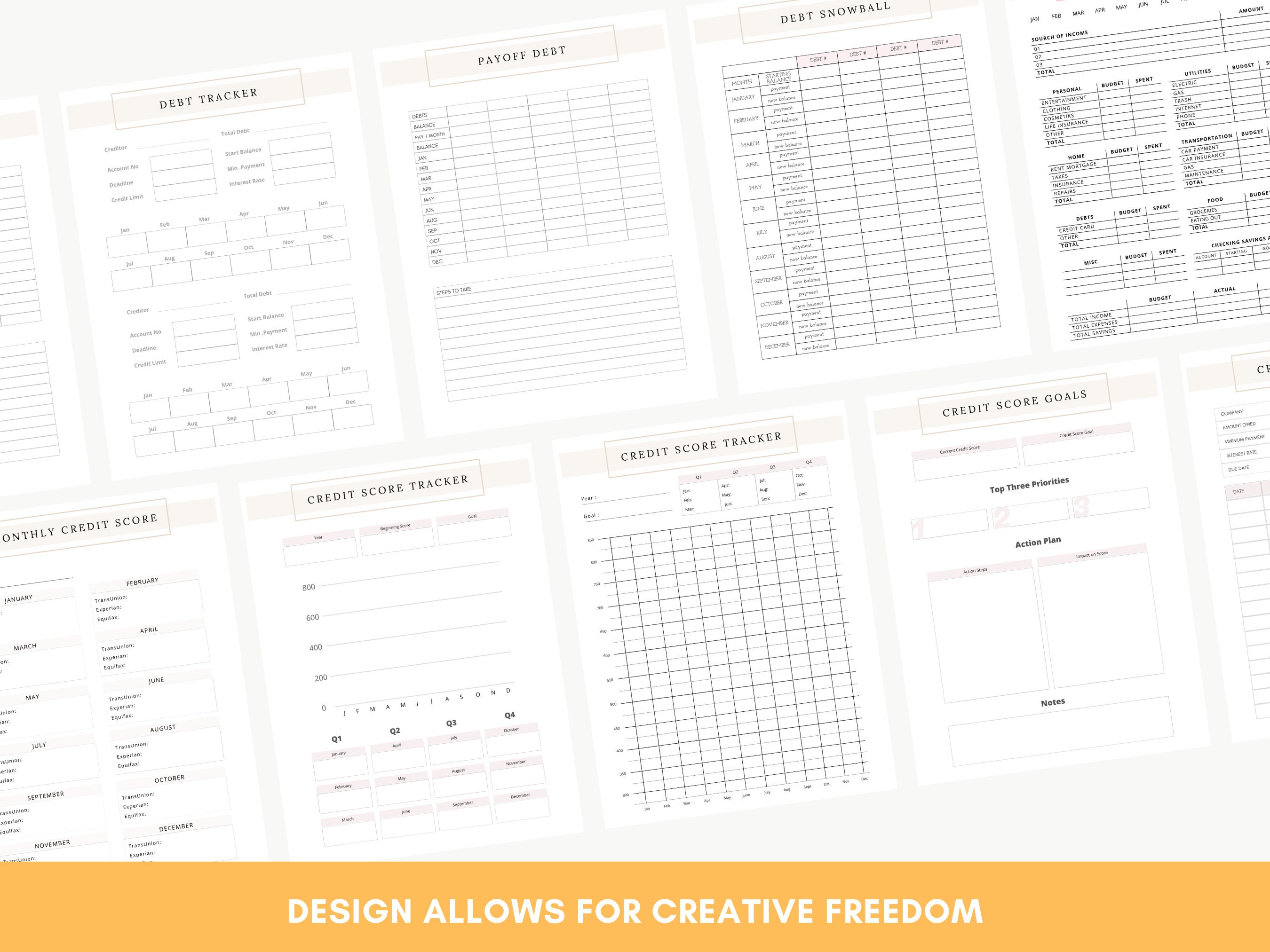 Editable Credit Score Trackers Canva Templates Commercial Use ...