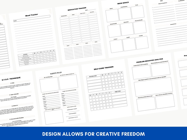 Editable Mental Health Therapy Planner Canva Template Pack Mental ...