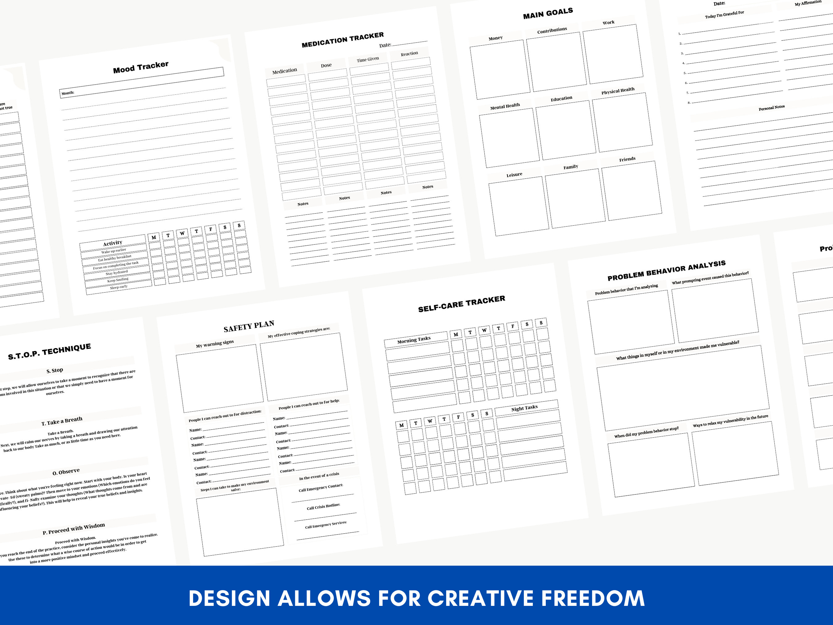 Editable Mental Health Therapy Planner Canva Template Pack Mental ...