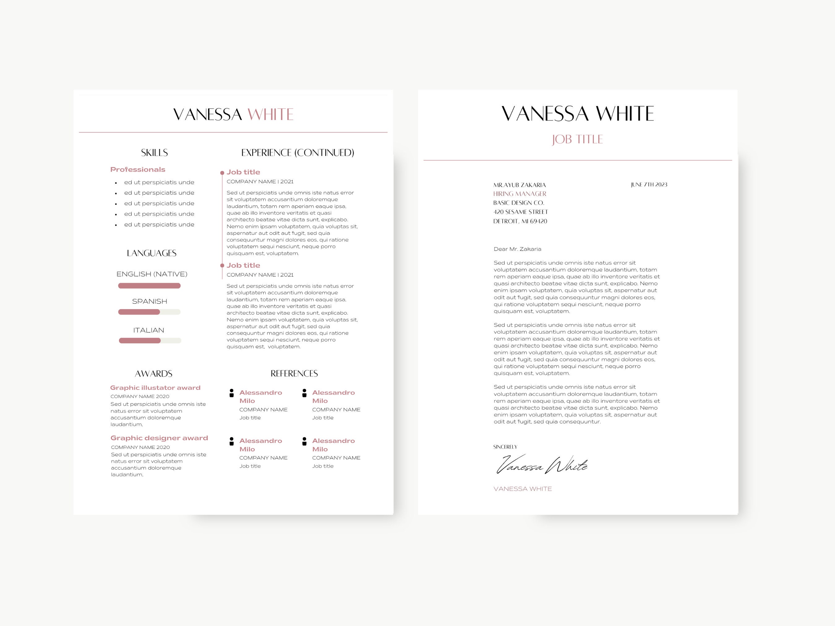 Elegant Resume Template Professional Clean Simple Resume Template Canva Cv Template Minimal
