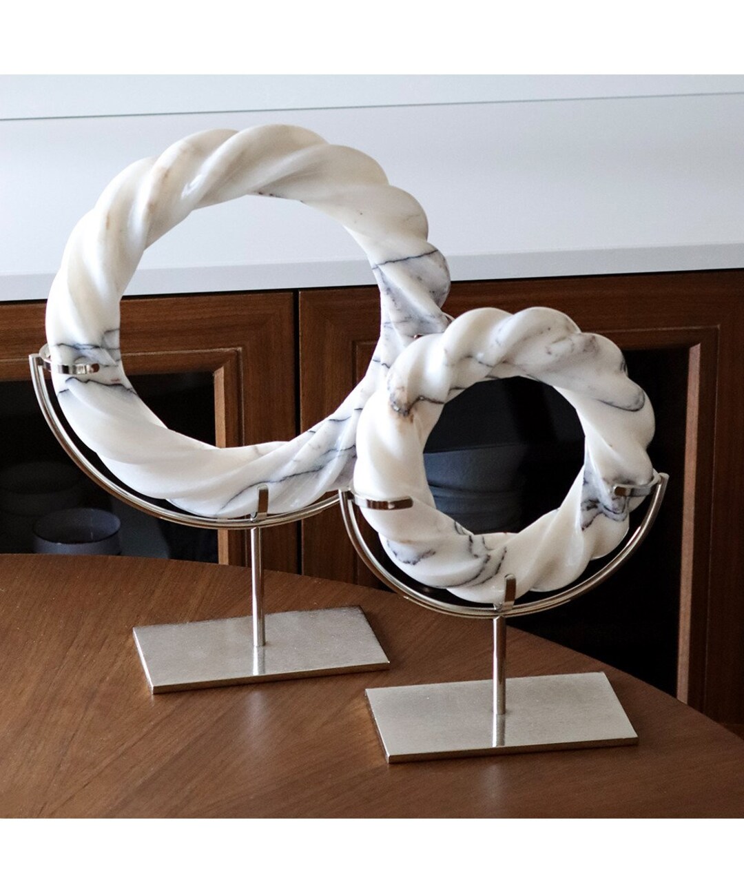 Twisted Marble Ring Sculpture With Silver Stand Contemporary - Etsy