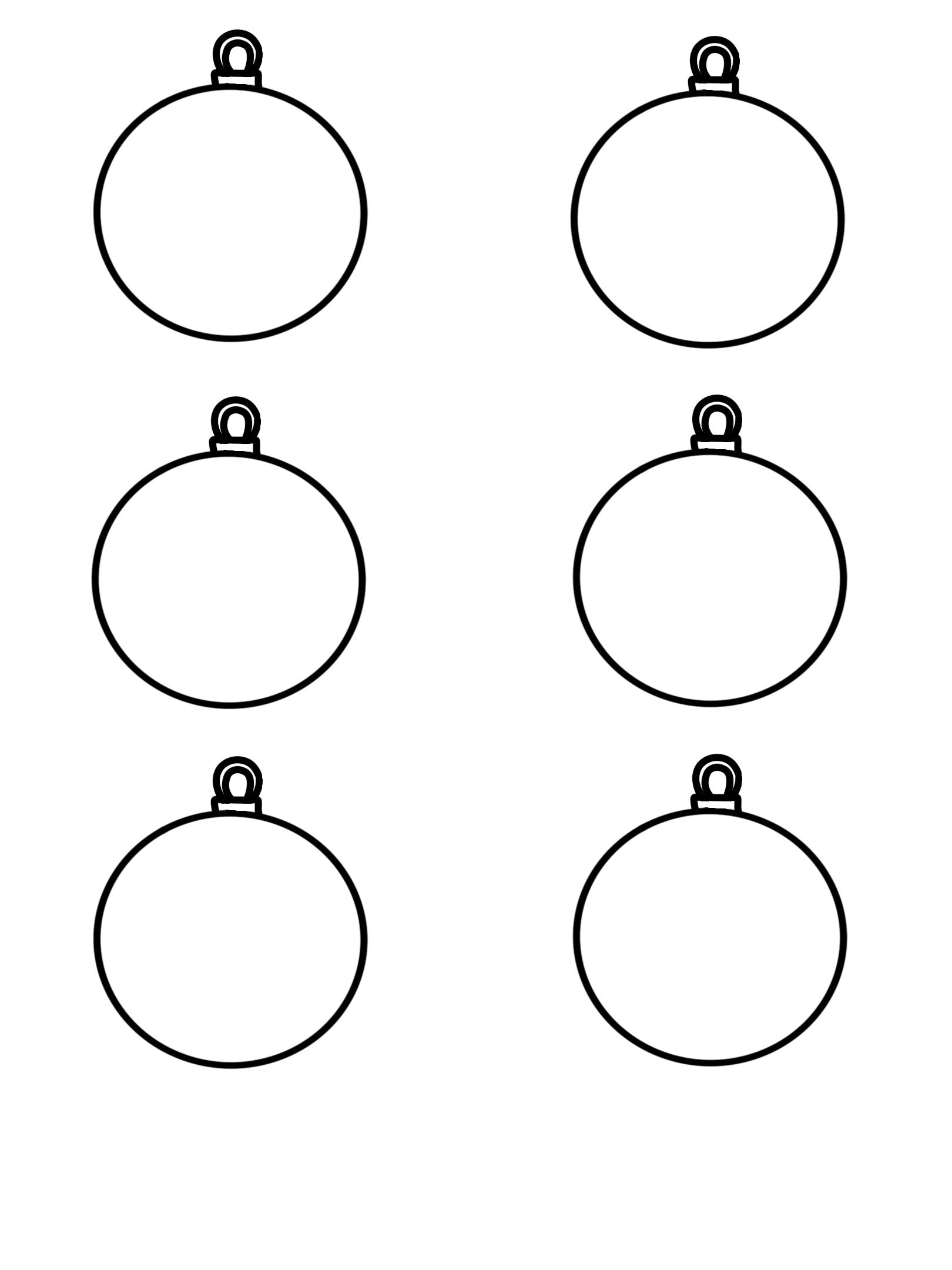 6 Blank Ornaments Coloring Page Printable Black and White - Etsy