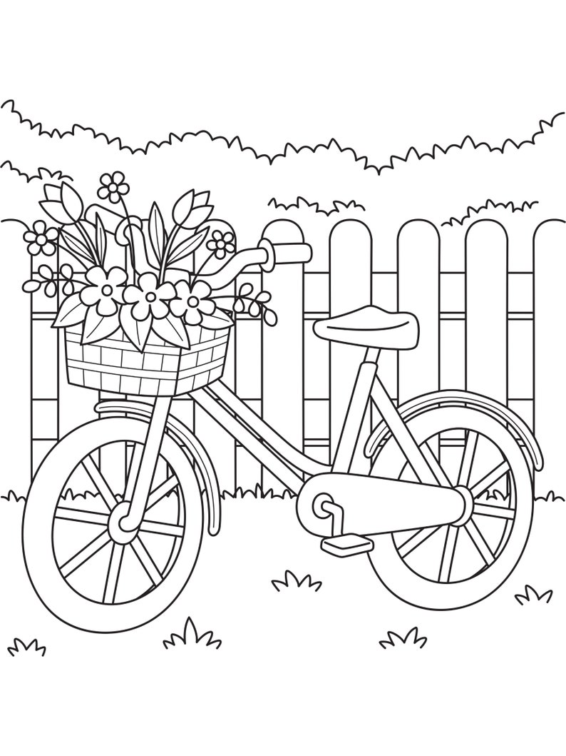 Bike Coloring Page - Etsy