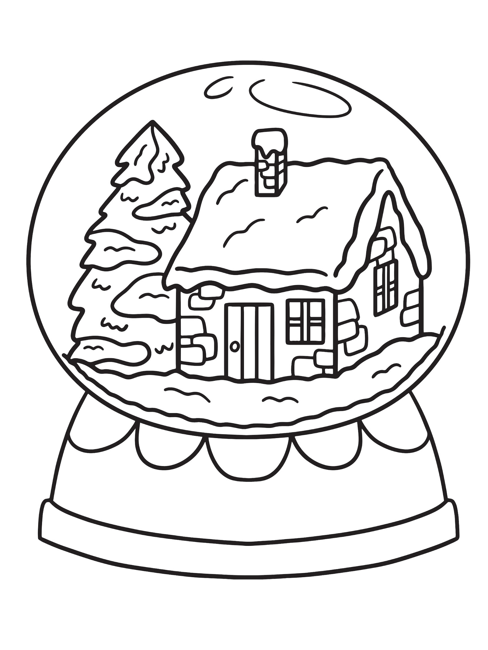 Winter Snow Globe Coloring Page - Etsy
