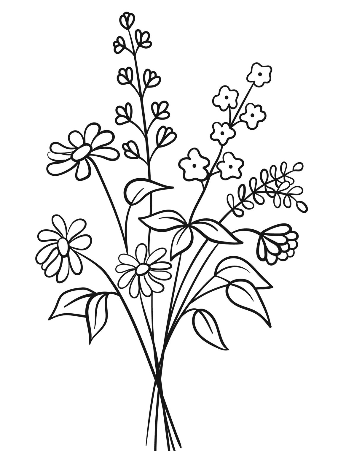 Flower Bunch Coloring Page - Etsy