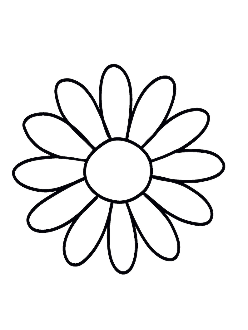 Daisy Coloring Page JPEG Digital Printable Page - Etsy