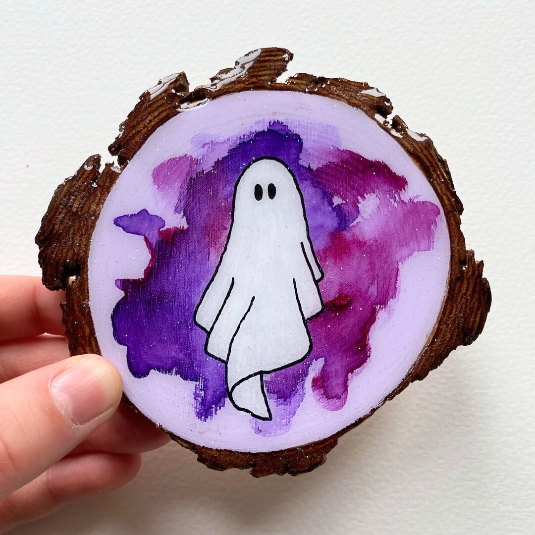 Wooden Coaster Painted Wooden Log Slice Coaster Handmade Hand Painted ...