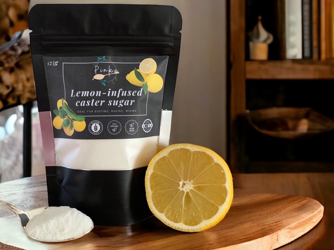 Organic Lemon Flavored, Infused Caster Sugar, Tea, Coffee, Baking ...
