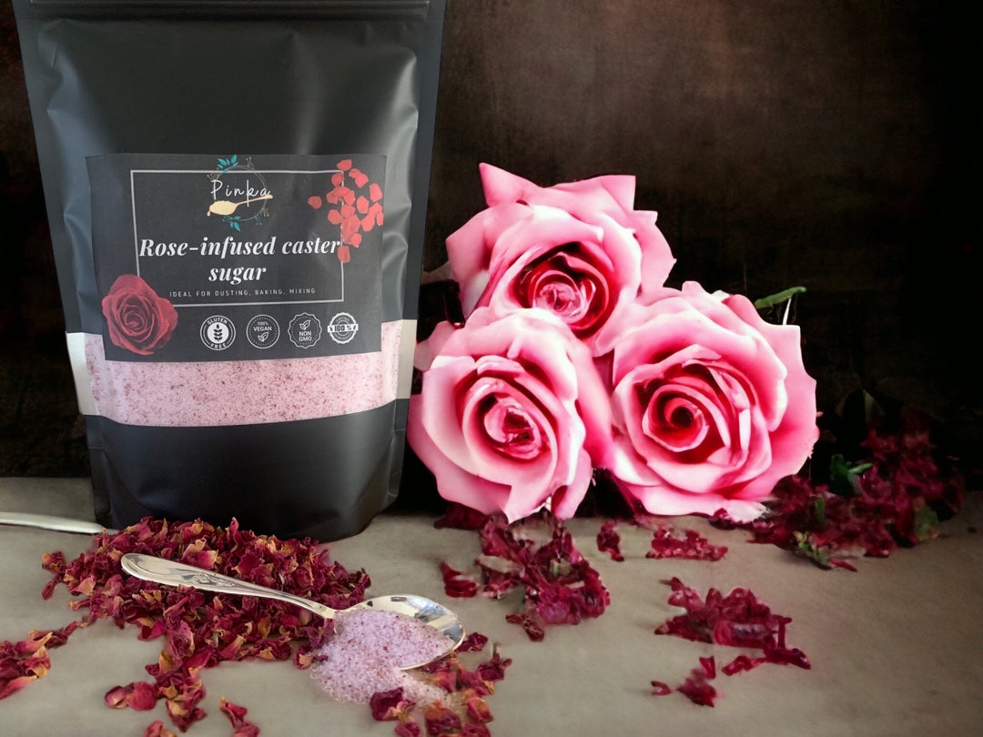 Organic Rose Petals Infused Caster Sugar,tea,coffee, Cocktails, Tea ...