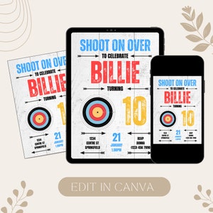Archery Birthday Invitation Archery Party Editable Digital Invitation ...
