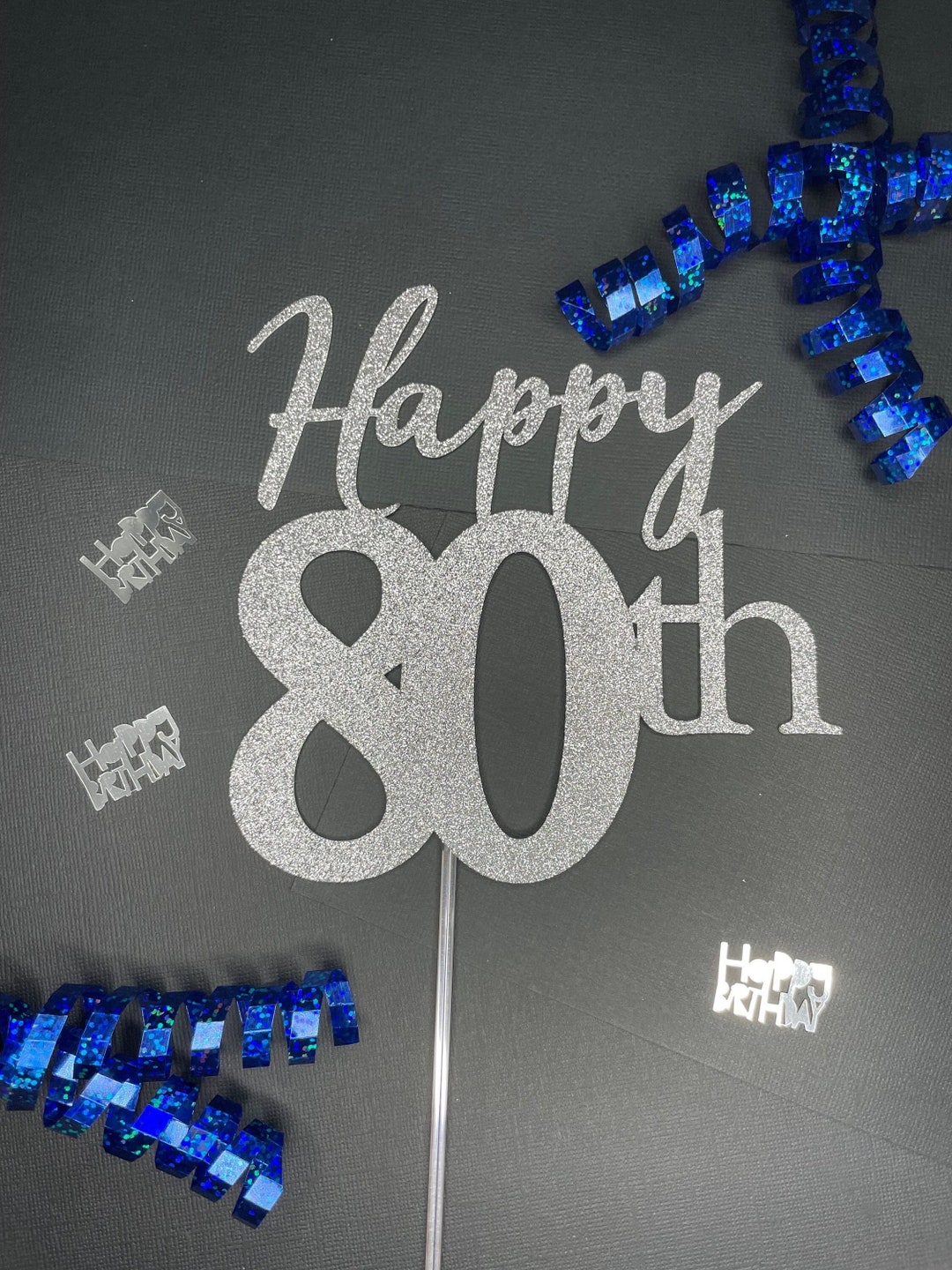 Happy 80th Cake Topper, 80th Birthday Cake Topper, 80 Cake Decoration ...