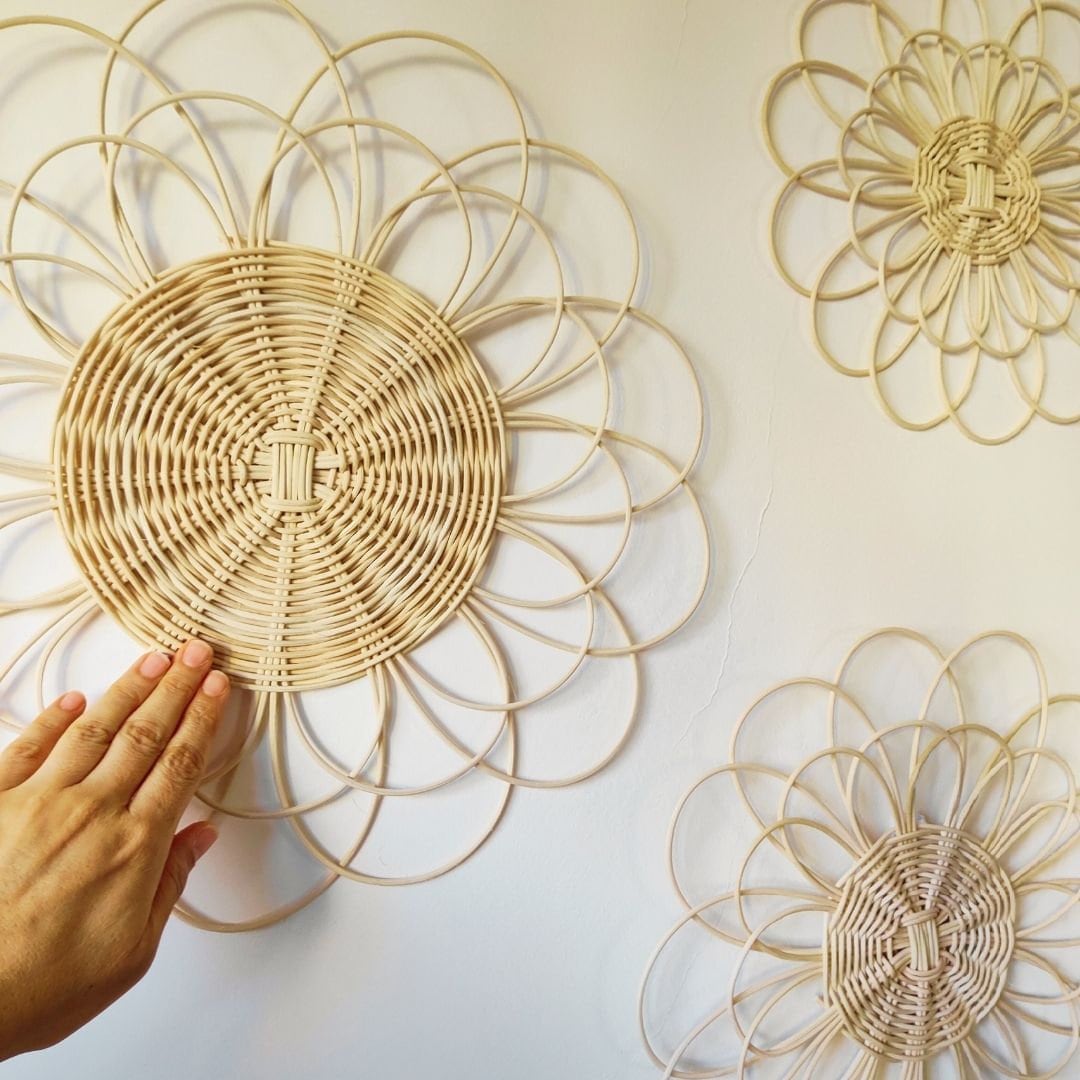 Rattan Flower Wall Decor Set , Natural Nursery Decor , Boho Woven ...