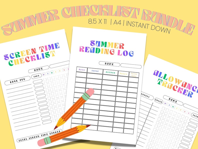 Printable Kids Summer Checklist Bundle Printable Summer - Etsy