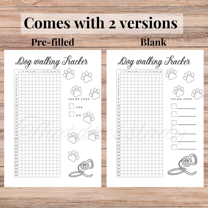 Dog Walking Tracker Printable Dog Walking Log Printable Dog Walking ...