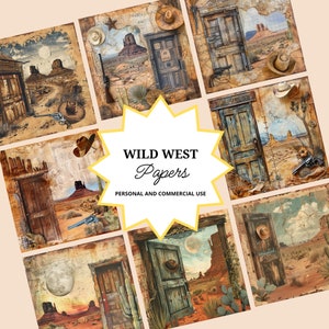 Wild West Digital Paper Set Junk Journal Cowboy Paper Printable Digital ...