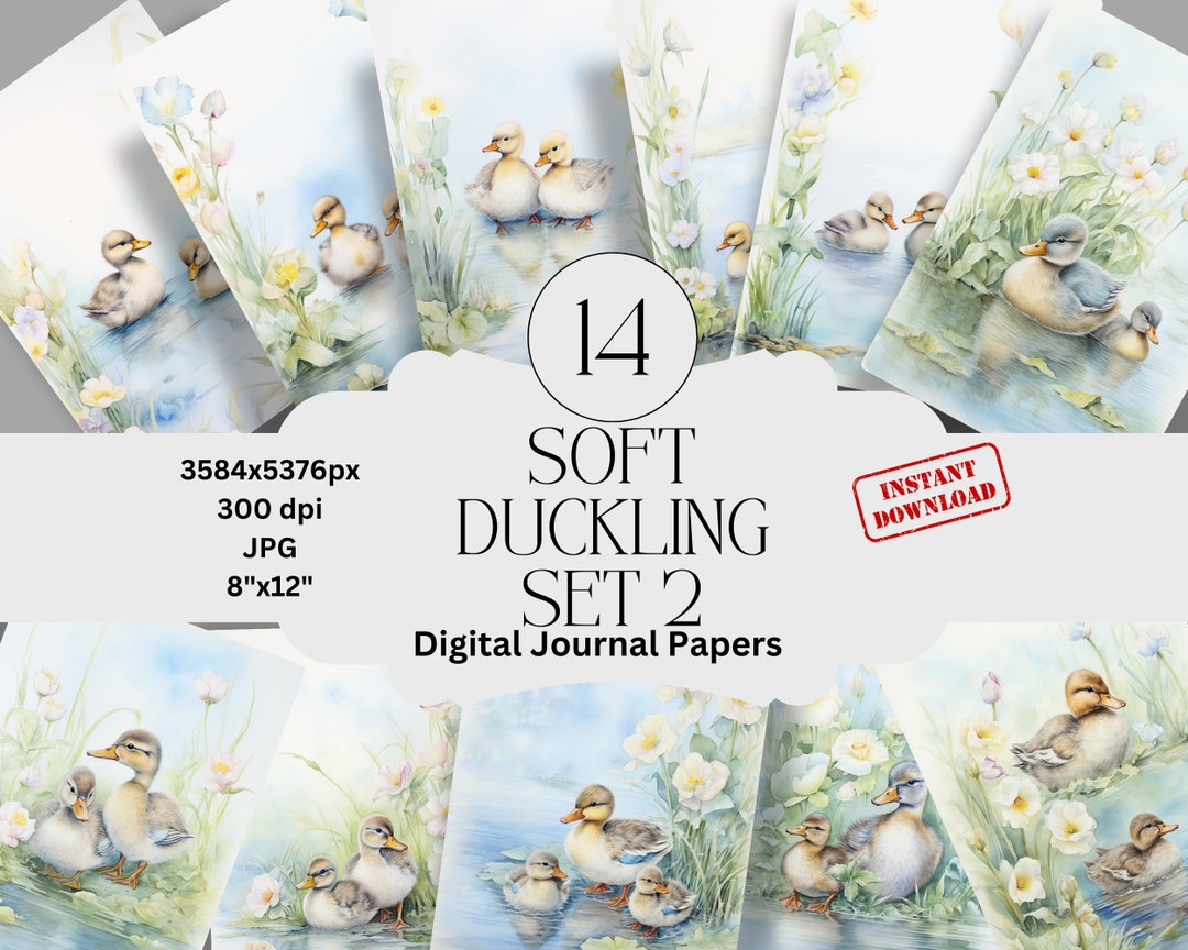 Soft Duckling Set 2 Digital Journal Paper Set Junk Journal Paper ...