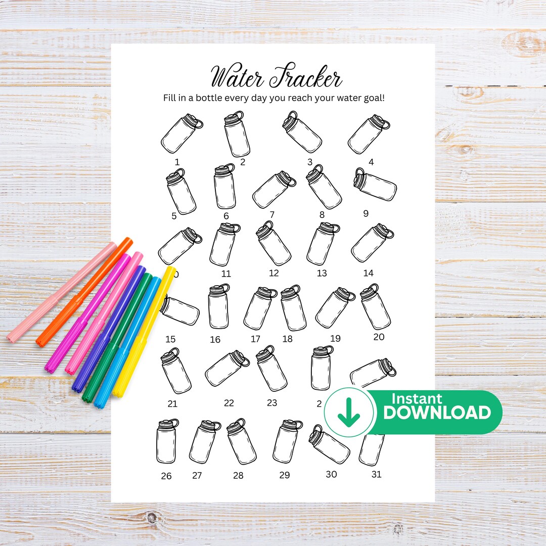 Daily Water Tracker Printable Health Journal Page Hydration Tracker ...