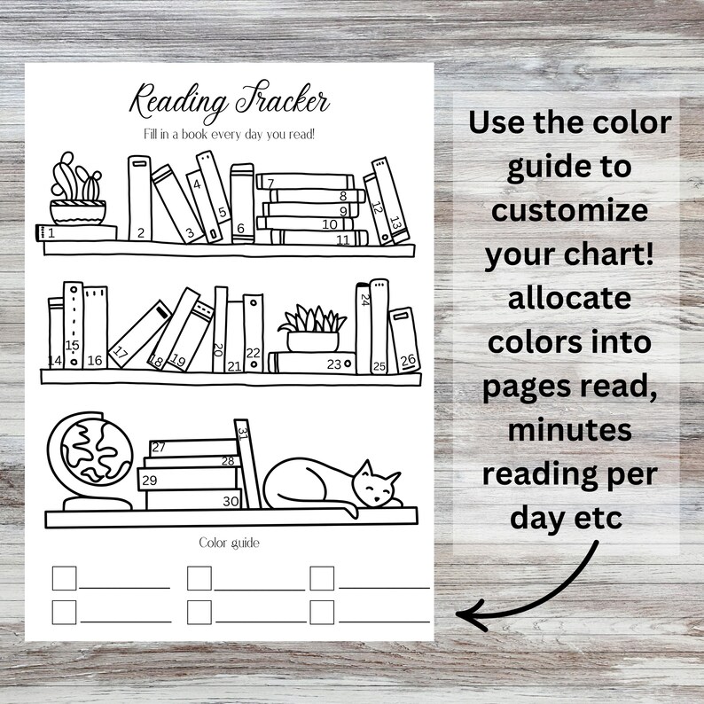 Monthly Reading Tracker Printable: Bookshelf Coloring Page (digital ...