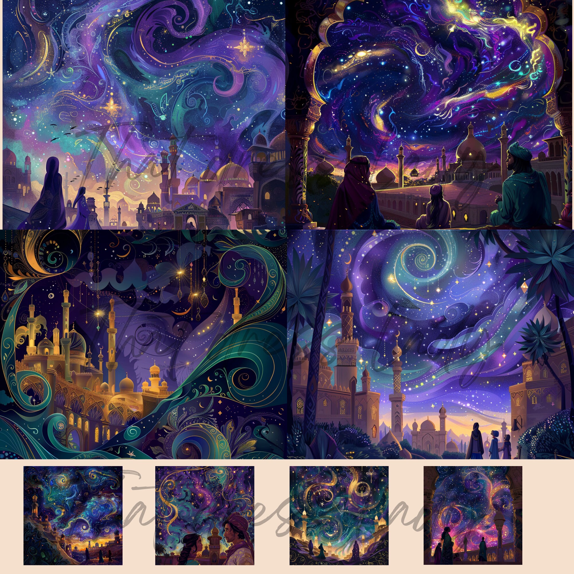 Arabian Sky Digital Paper Set Printable Middle Eastern Scrapbook Paper ...