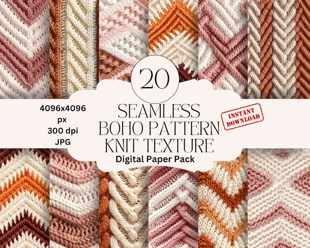 Knit Texture Digital Paper Set Junk Journal Knit Paper Printable ...